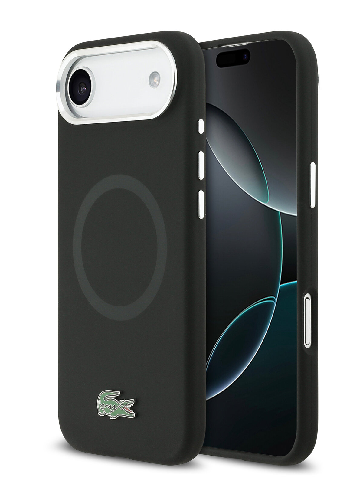 Чехол Lacoste на iPhone Air, силиконовый Liquid silicone, с магнитами MagSafe, черный