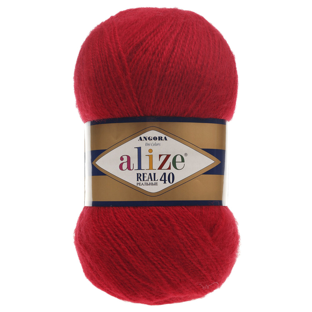 Пряжа для вязания Alize Angora real 40 цвет 56 красный 100 гр/430 м 40% шерсть, 60% акрил