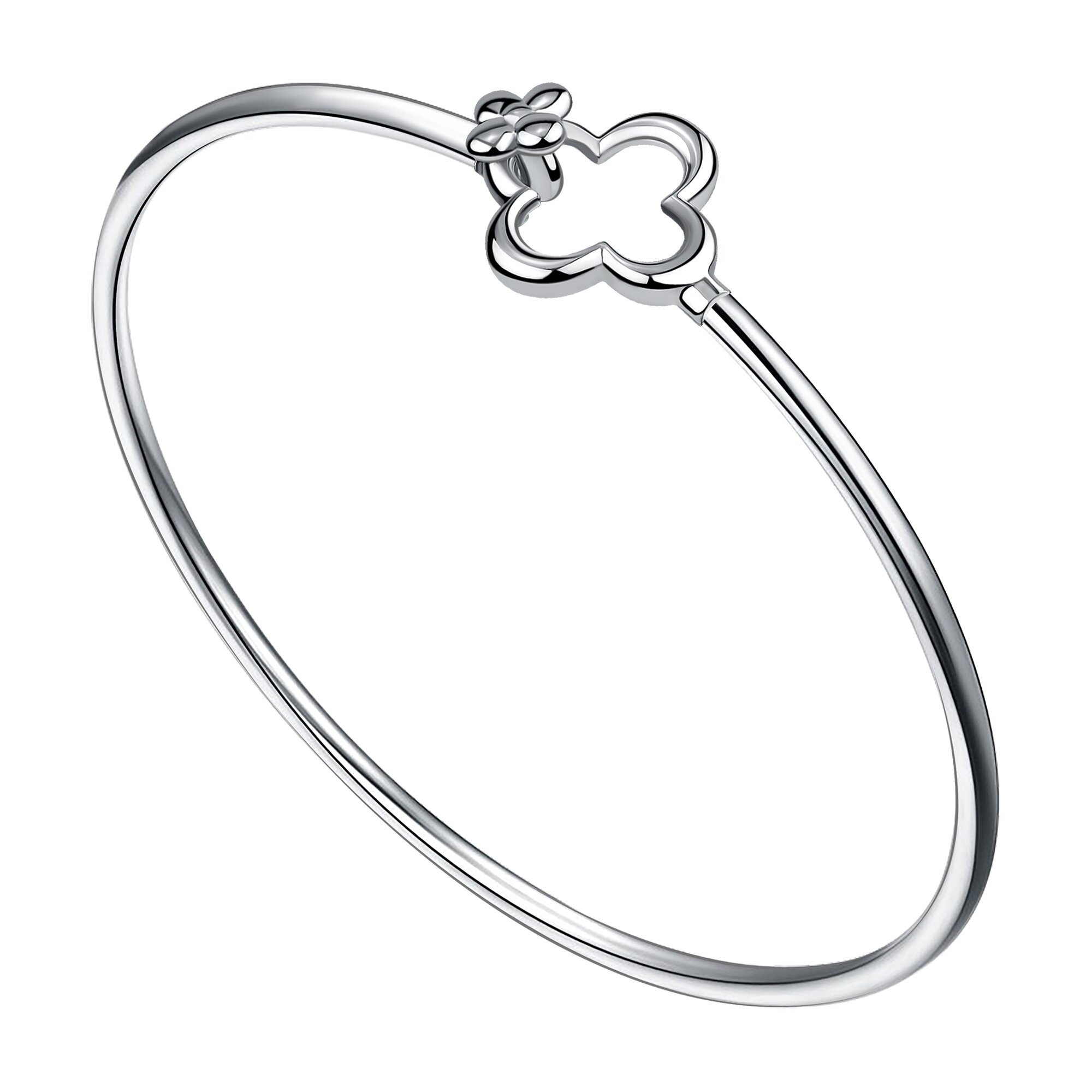 Жесткий браслет, серебро, 925 проба, родирование