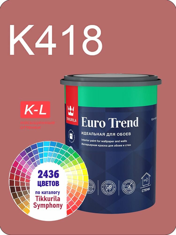 Краска для обоев Tikkurila Euro Trend 0,9л. насыщенные оттенки K418