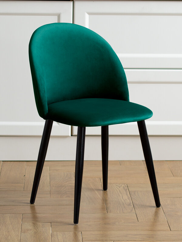 Стул Гринвич зеленый велюр кухонный мягкий со спинкой для дома, для кухни, для гостиной, для спальни, DOBROV