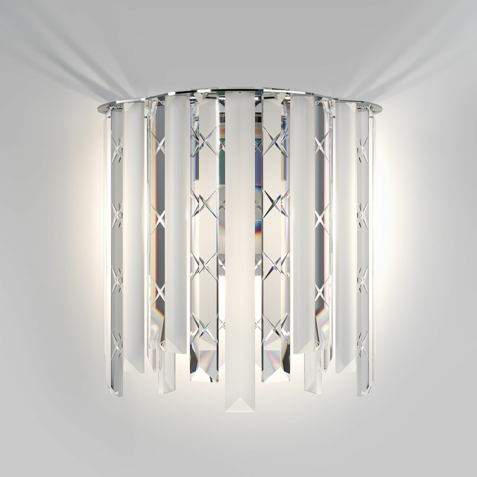 Бра / Настенный светильник с хрусталем EUROSVET Radiance 101011, E14, 2*40 Вт, хром