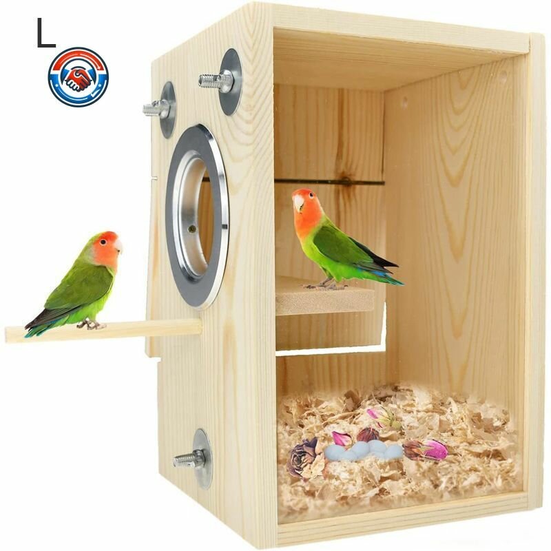Деревянное гнездо для попугаев с откидной крышкой, защитой яиц и удобным входом, экологичный домик для волнистых, корелл и неразлучников