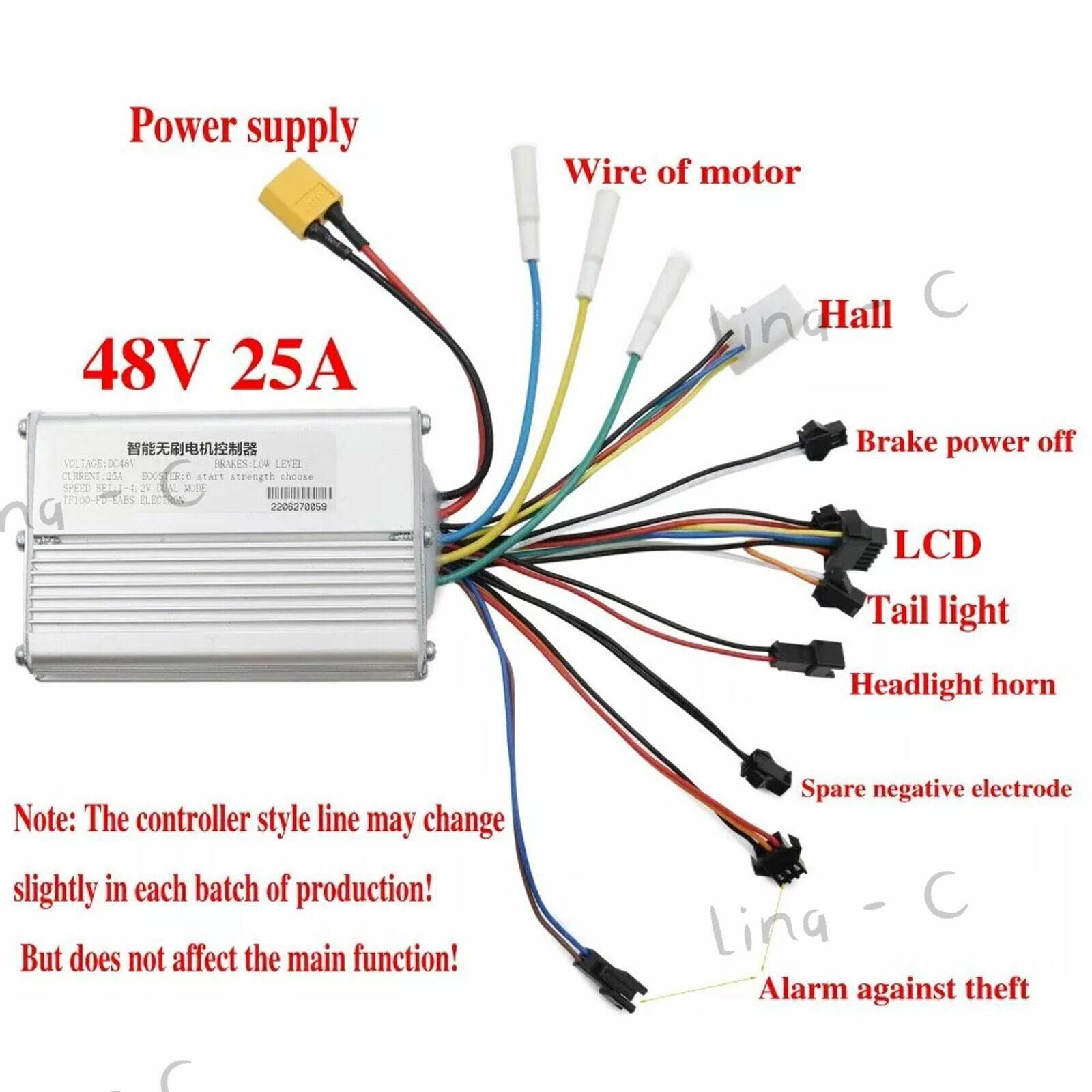 Контроллер Скорости 48V 25A 1200W Для Бесщеточного Электродвигателя СамокатаНовая модель 2025
