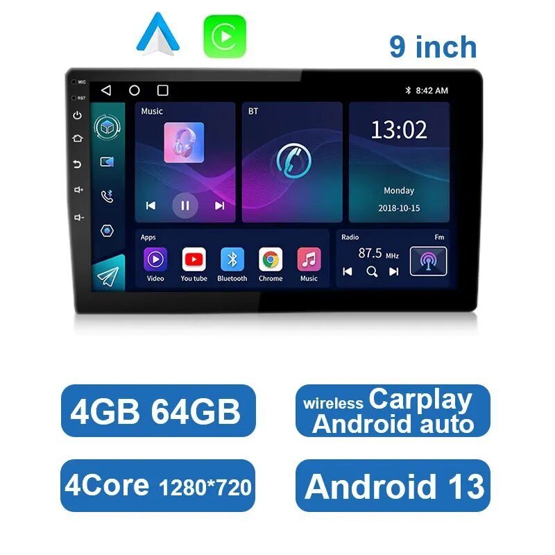 ESSGOO 7 9 10 "автомобильный радиоприемник Android Auto Carplay автомобильная стерео мультимедийный плеер универсальный WIFI GPS авторадио автомобильные интеллектуальные системы, 9inch 4GB 64GB, 4-ядерный