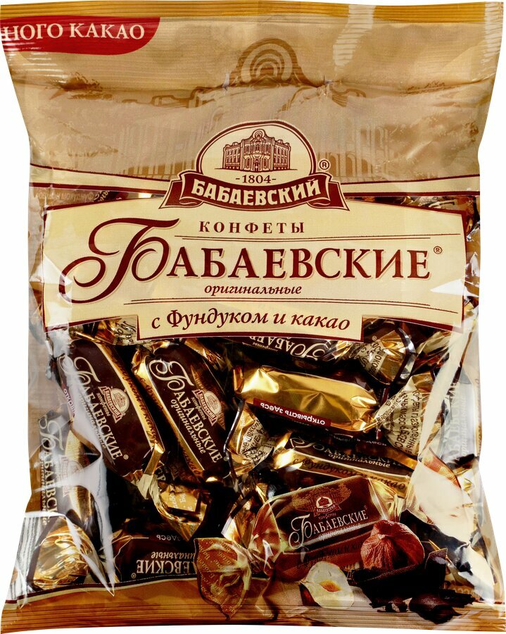 Конфеты бабаевский Оригинальные с фундуком и какао, 200г