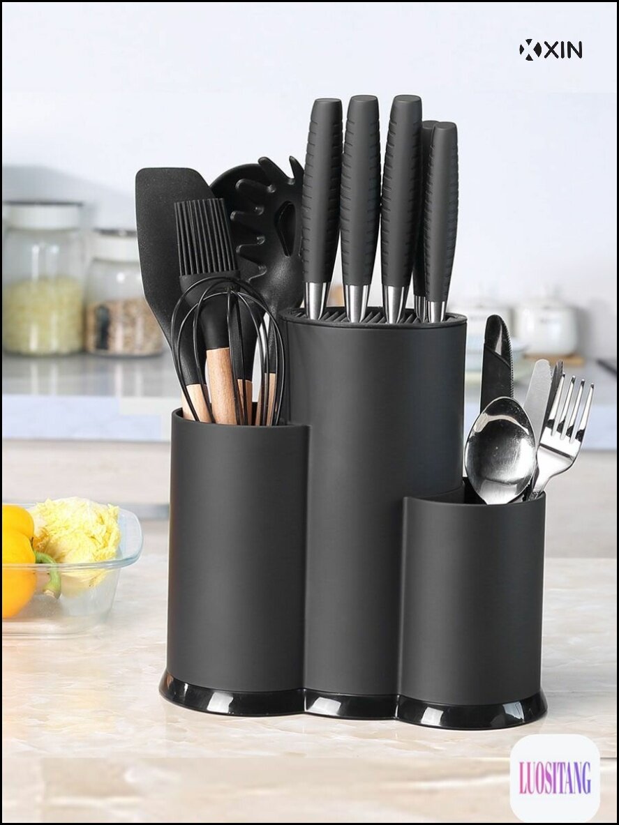 Подставка для ножей с наполнителем для кухонных принадлежностей органайзер для столовых приборов настольный