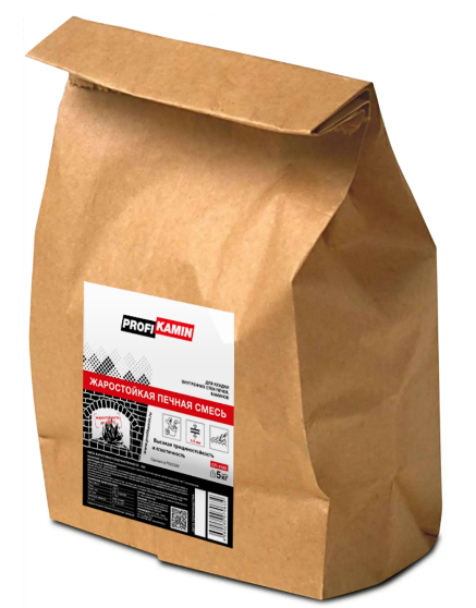 Профикамин Кладочная смесь для печей и каминов огнеупорность 1580°С (5кг)