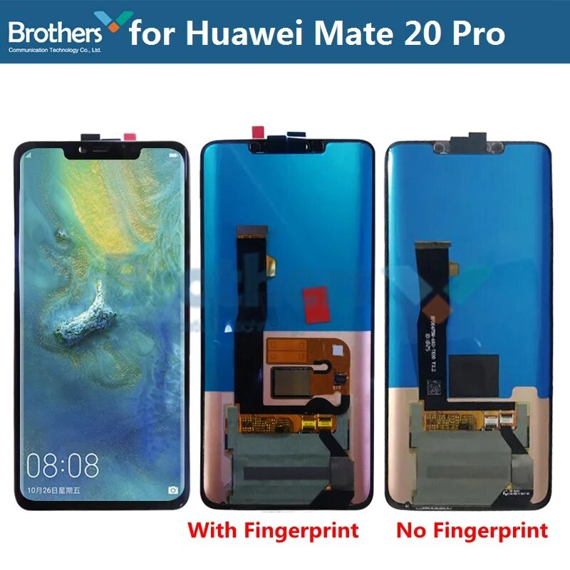 ЖК-экран для Huawei Mate 20 Pro, ЖК-дисплей для Huawei Mate 20 Pro, ЖК-дисплей в сборе со сканером отпечатка пальца для 8G, сенсорный экран с дигитайзером With Fingerprint