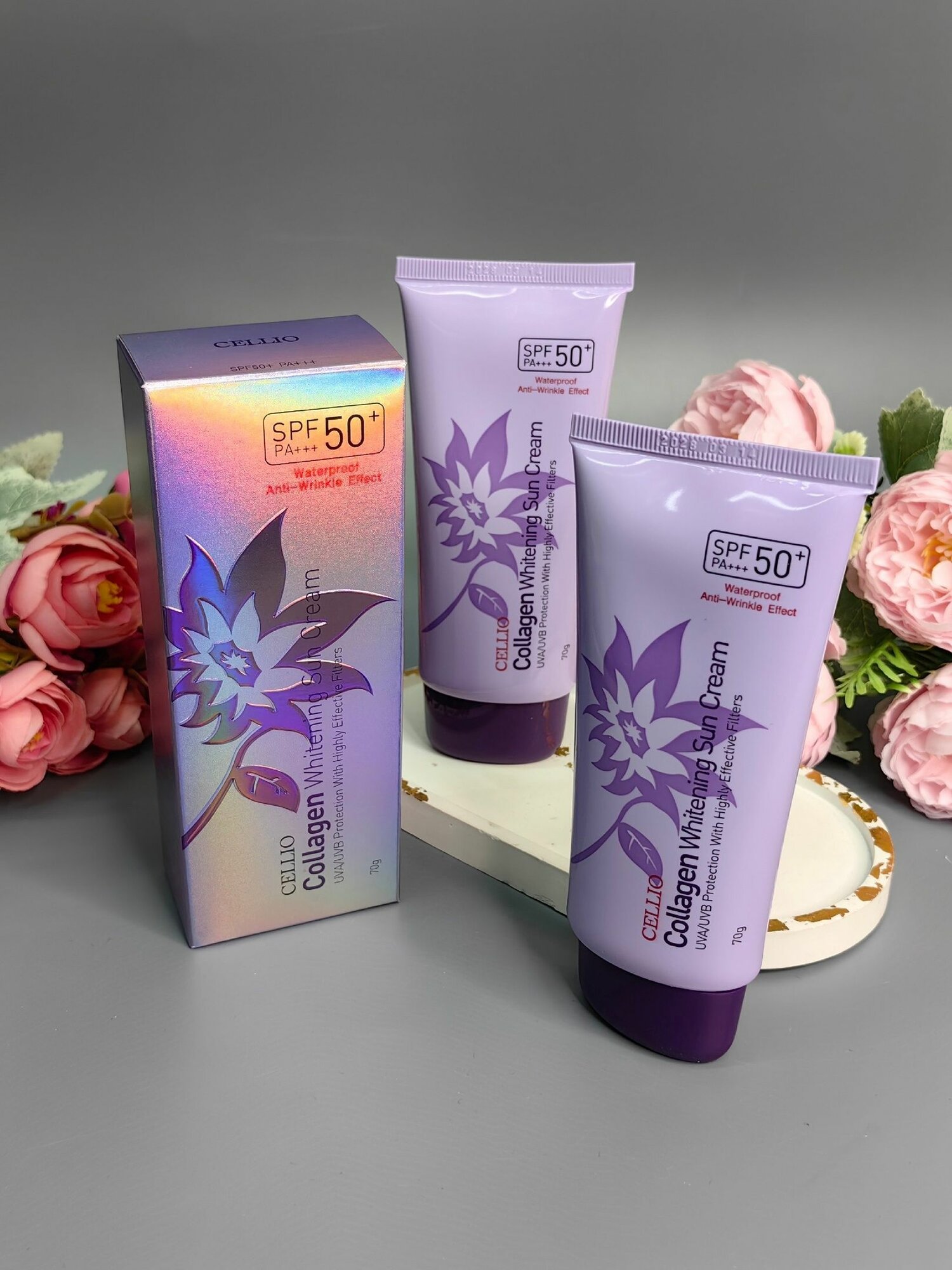 Солнцезащитный крем Cellio Collagen Whitening Sun Cream 70 мл SPF 50+