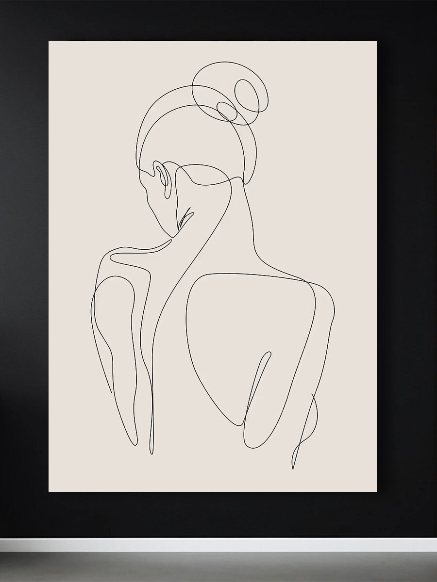 Картина на холсте - "Силуэт девушки, лицо женщины абстракция" , 30х40 см.