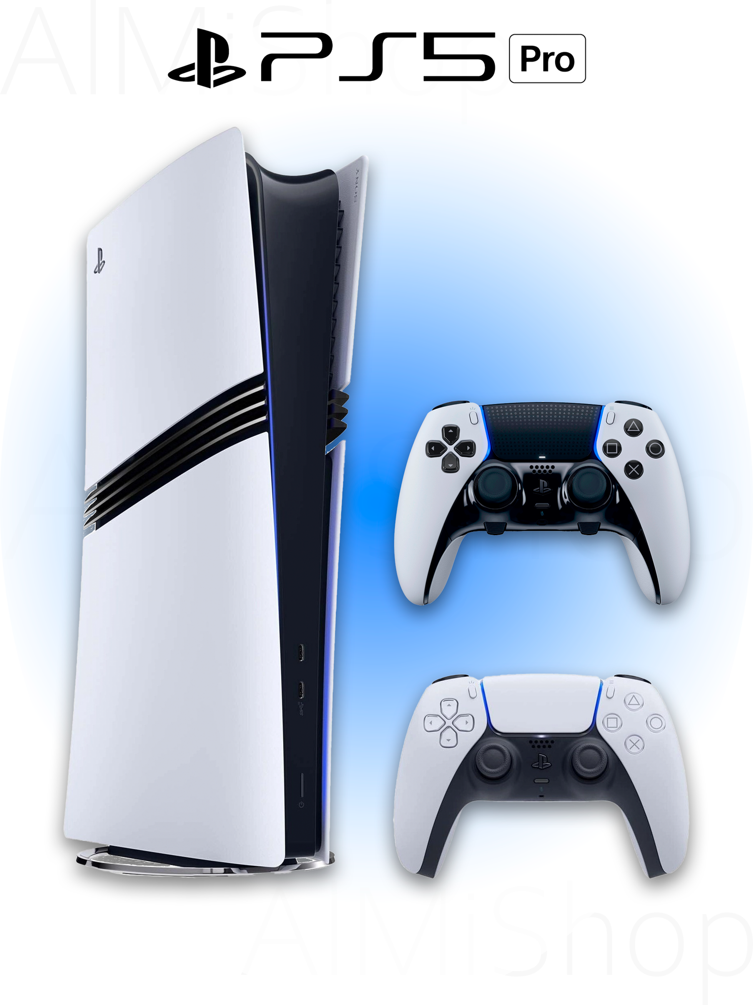 Игровая приставка Sony PlayStation 5 PRO (Digital) (без дисковода) + 2-й геймпад Dualsense EDGE (белый)