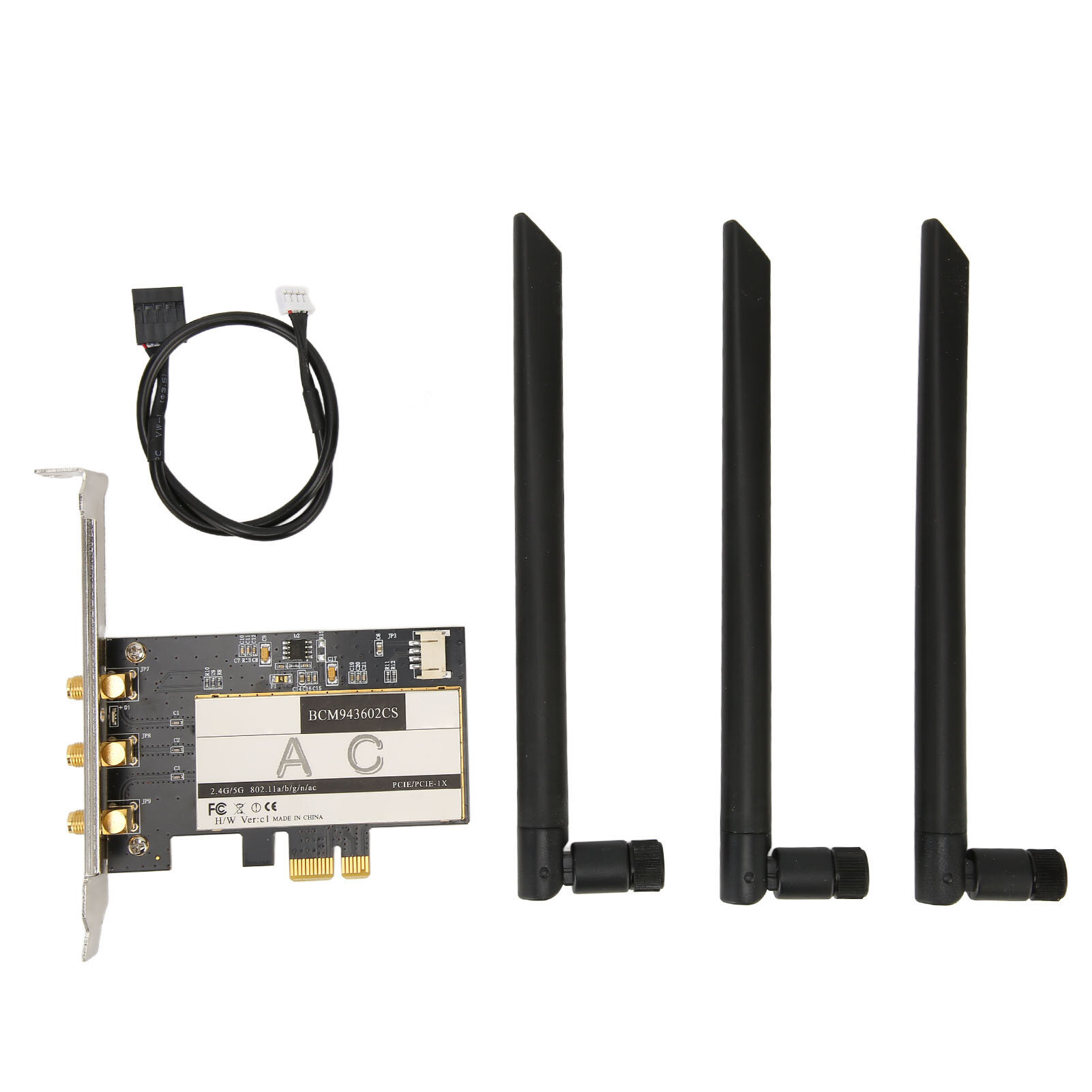 Wi-Fi карта BCM943602CS PCIE с 3 антеннами, 1750 Мбит/с, 2 ГГц, 5 ГГц, широкое покрытие, Bluetooth 4.0, совместима с Windows 10, 11 и OS X.