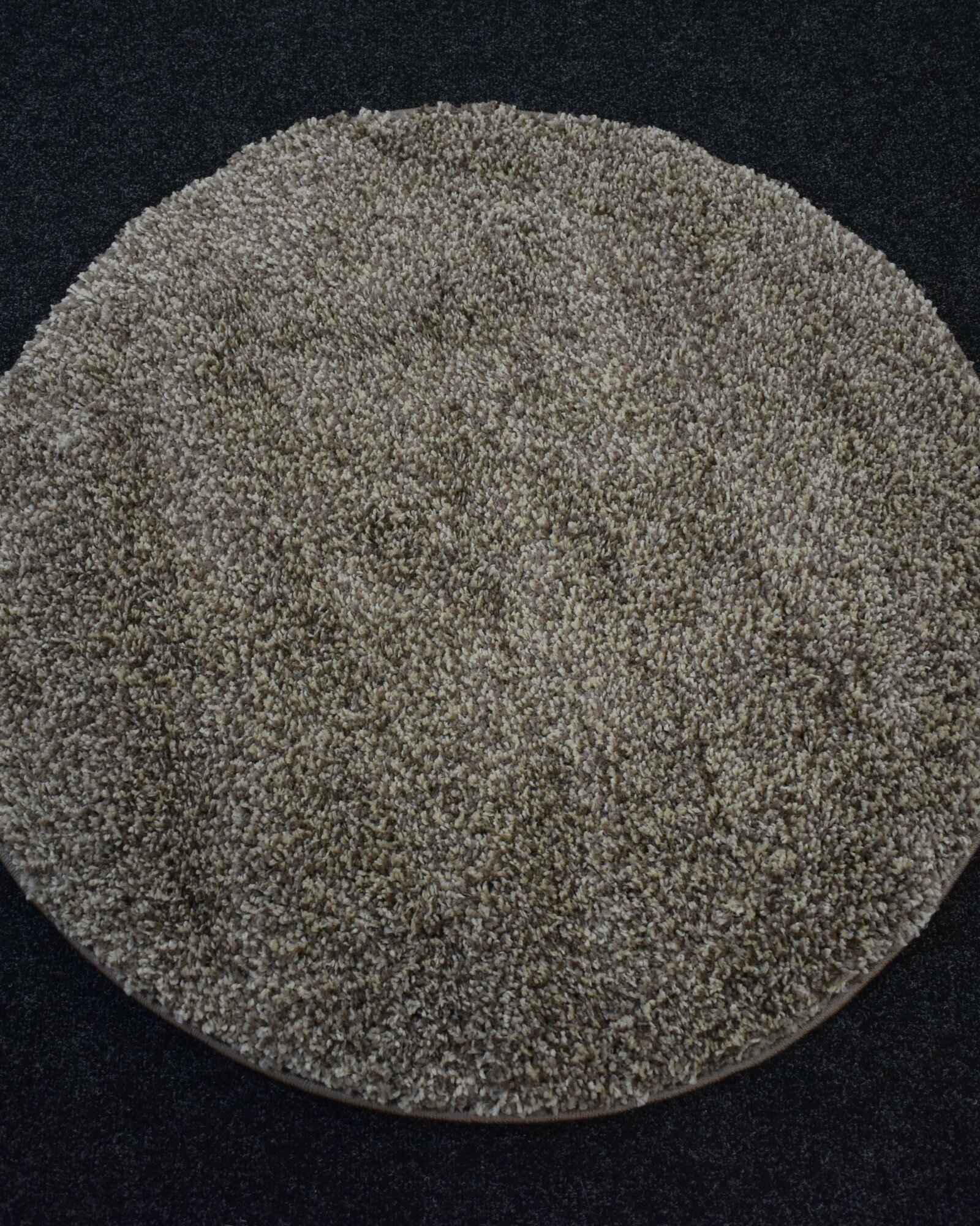Ковер на пол круглый пушистый, прикроватный, в спальню, гостиную, детскую, на кухню, темный меланж, 60, 1*1 м
