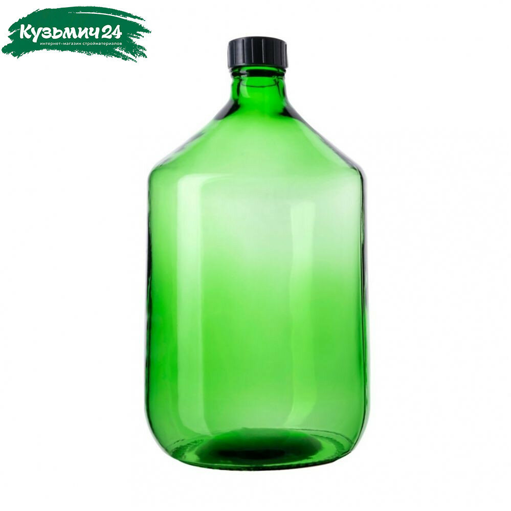 Бутыль винная Казак ТО 58, с крышкой, стеклянная, зеленая, 15 л