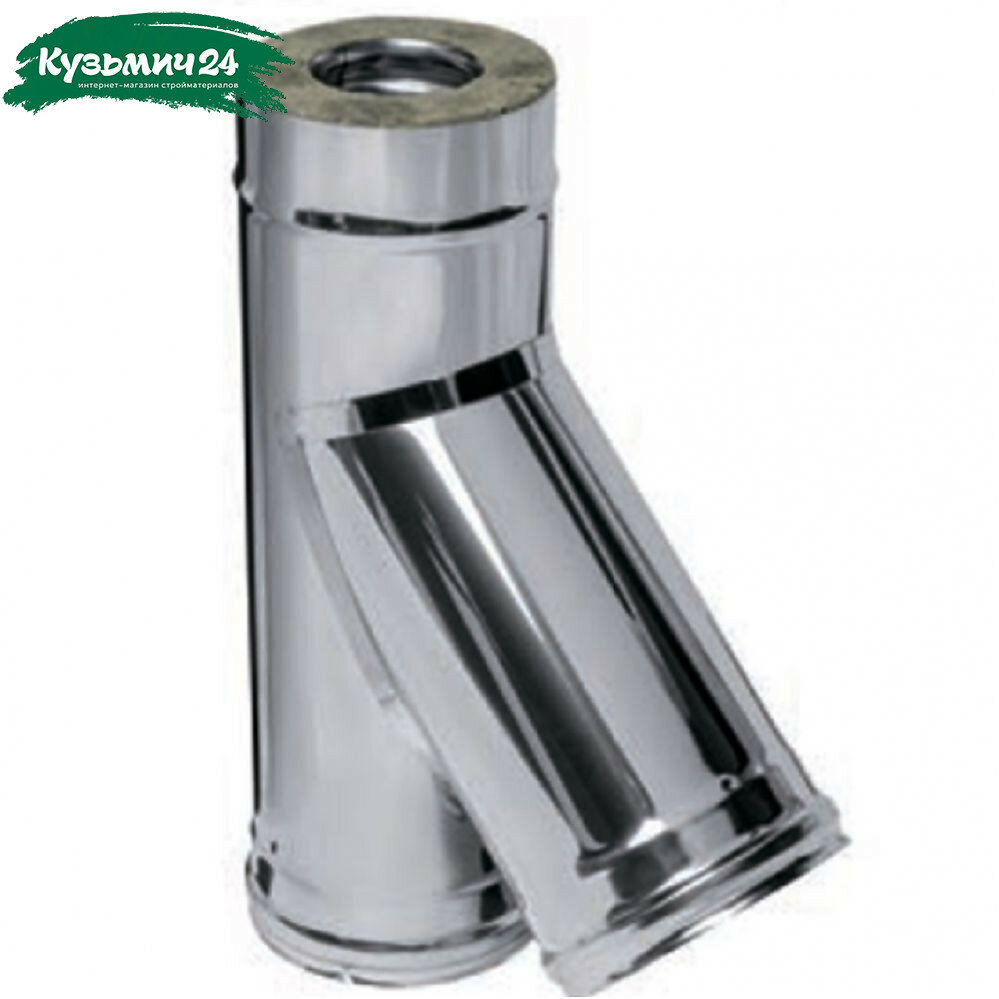 Тройник для дымоходов Ferrum d 160x250 мм, угол 135 гр, сталь 0.5 мм, сэндвич-конструкция