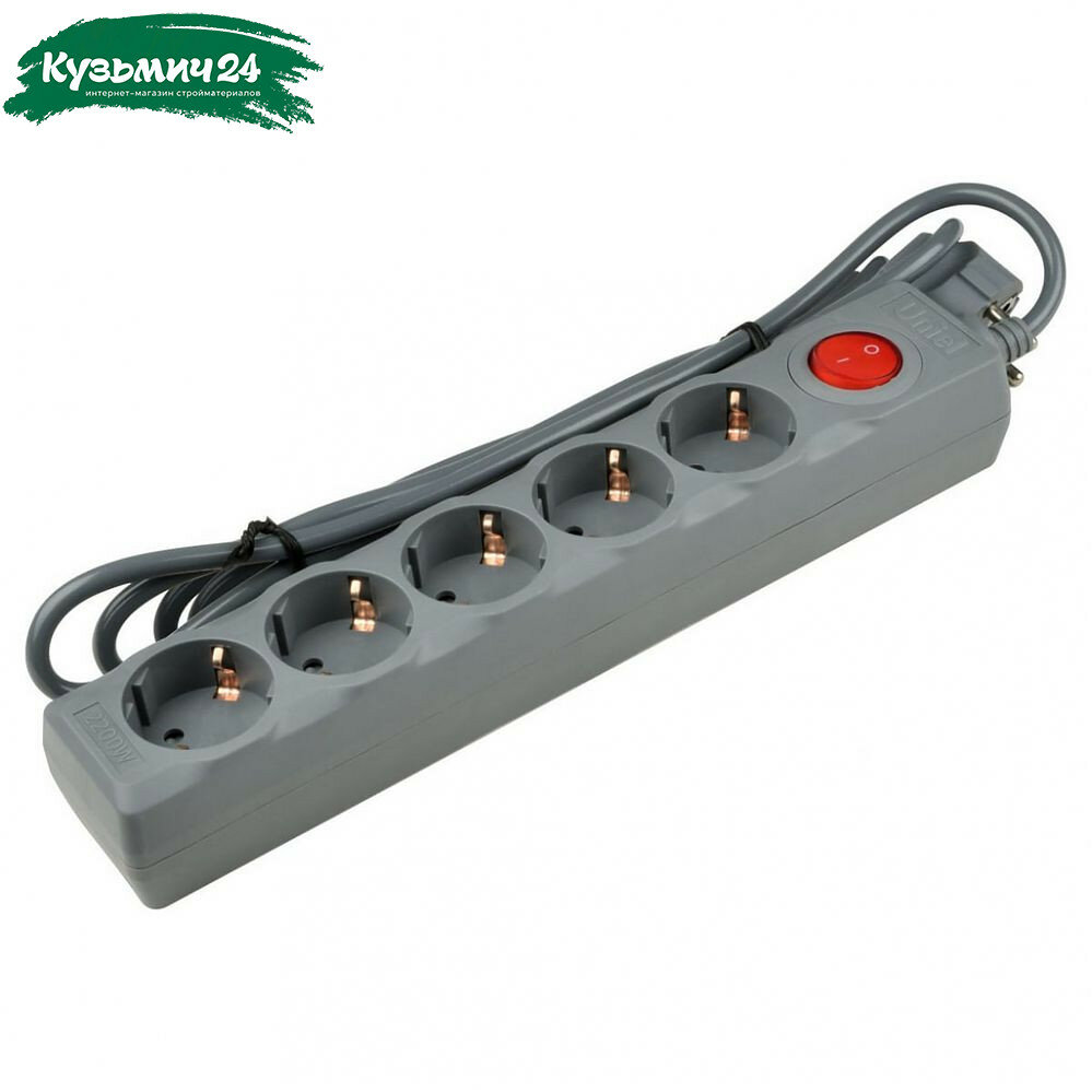 Фильтр сетевой Uniel Universal S-GSU5-3 UL-00001746, с заземлением, 5 розеток, 3 м, 2.2 кВт, 1 шт.