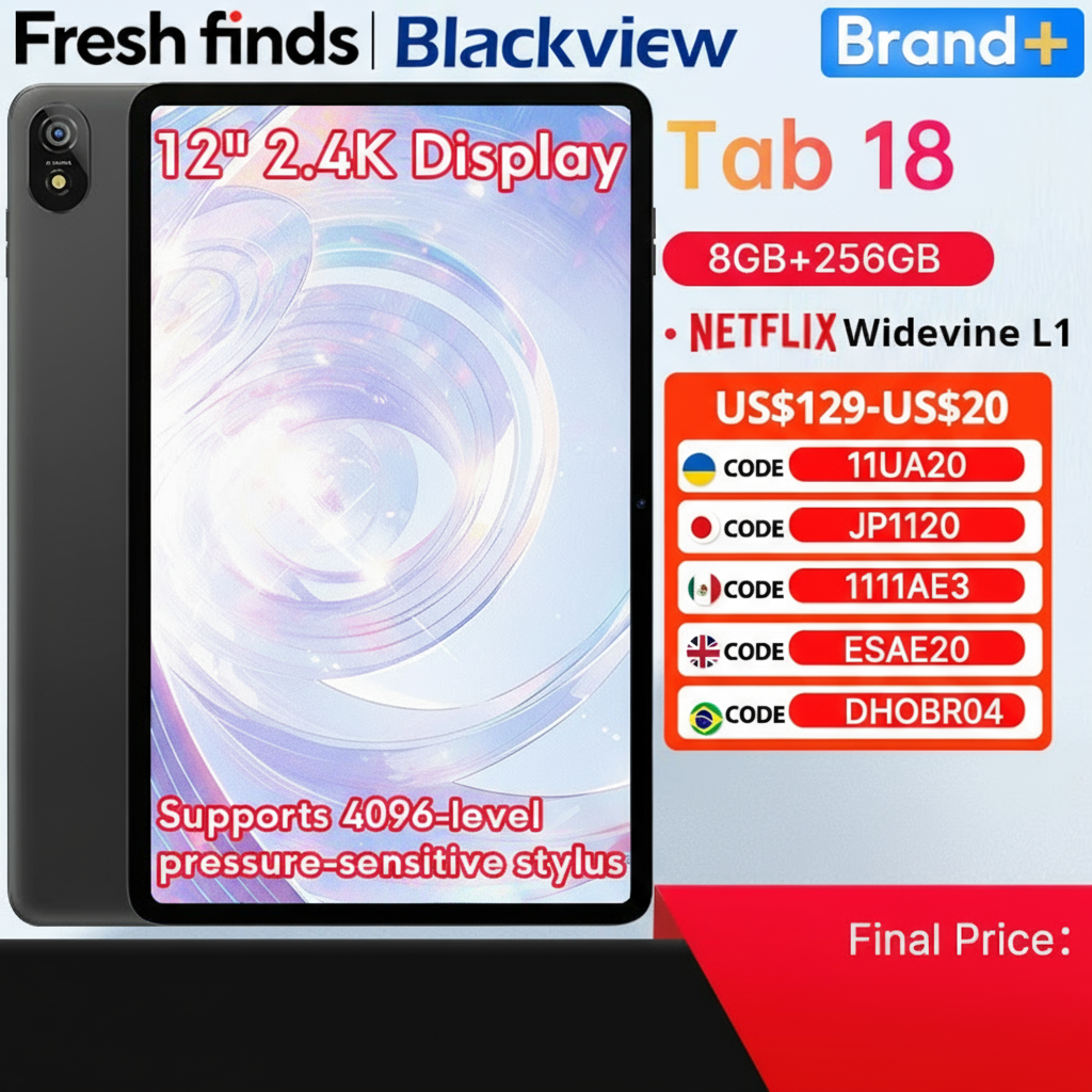Планшет Blackview Tab 18, 12", 8/256ГБ, Wi-Fi+4G, Android