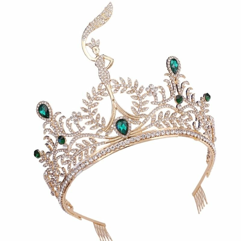 Корона чемпиона конкурса красоты на подиуме-KC Gold Белый Бриллиант Зеленый