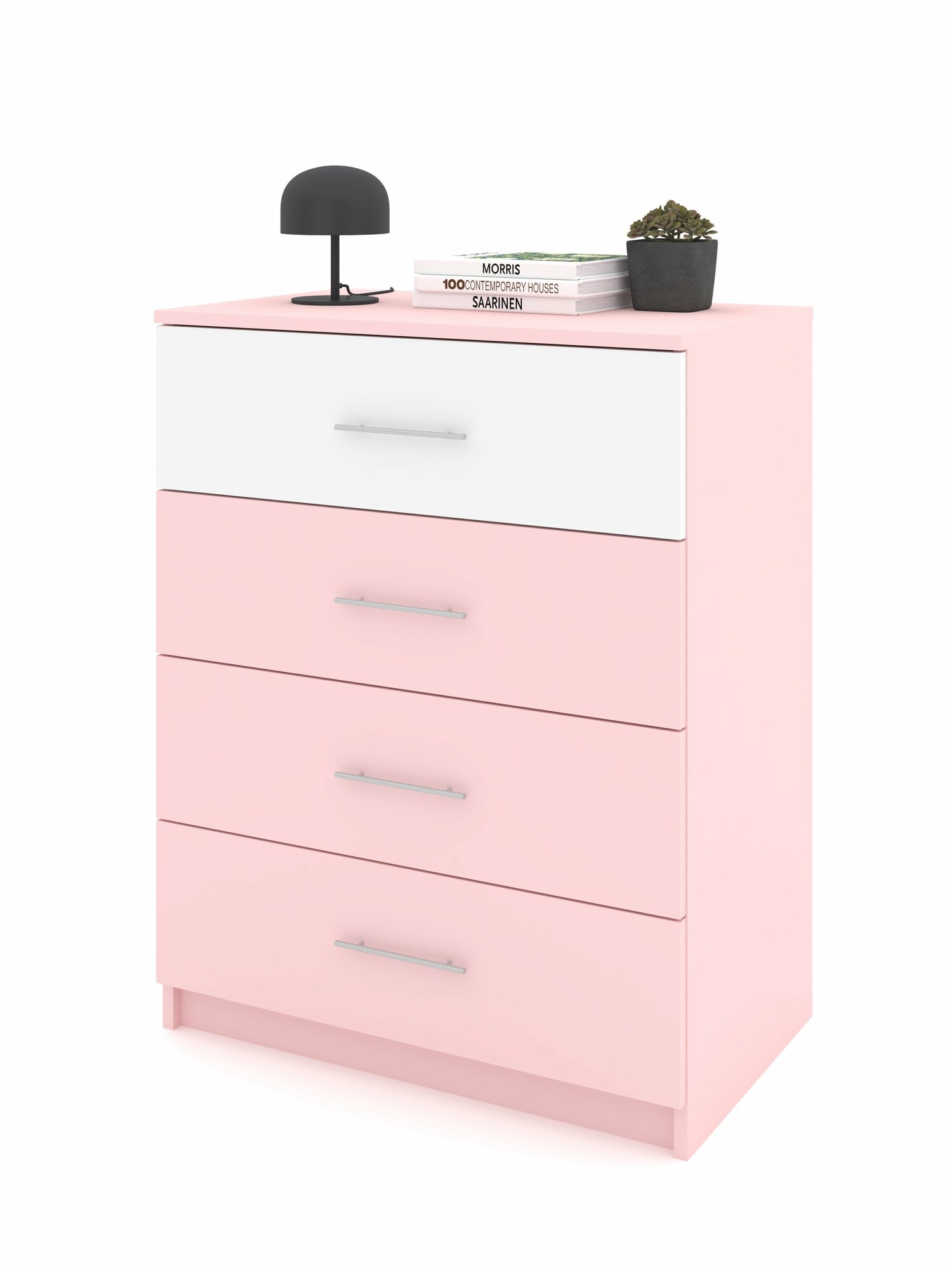 Комод с ящиками в детскую, в спальню, Есэндвич квадро Лаворо 70x43х89 см (Розовый кварц/Белый)