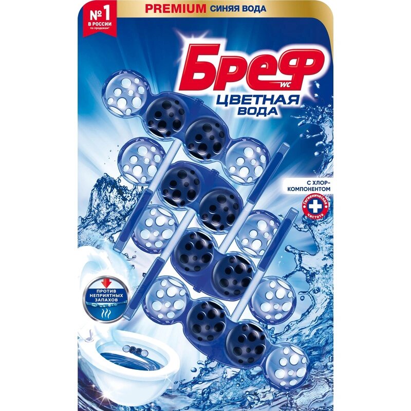 Блок для унитаза Бреф колор актив хлор-компонент, 4х50г