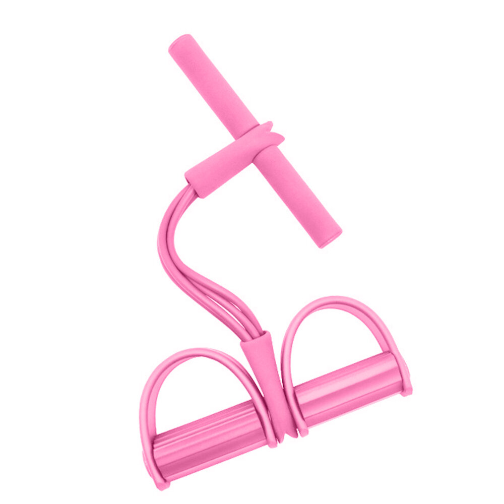 4-Tube Foot Pedal Resistance Band Elastic Sit-Up Pull Rope Multi-Functional Fitness Exercise Bands для домашней гимнастики йоги похудения бодибилдинга, цвет: Розовый/Фиолетовый/Синий (Доступно), материал: NBR + Латекс, размер товара: 52 * 28см / 20.5 *