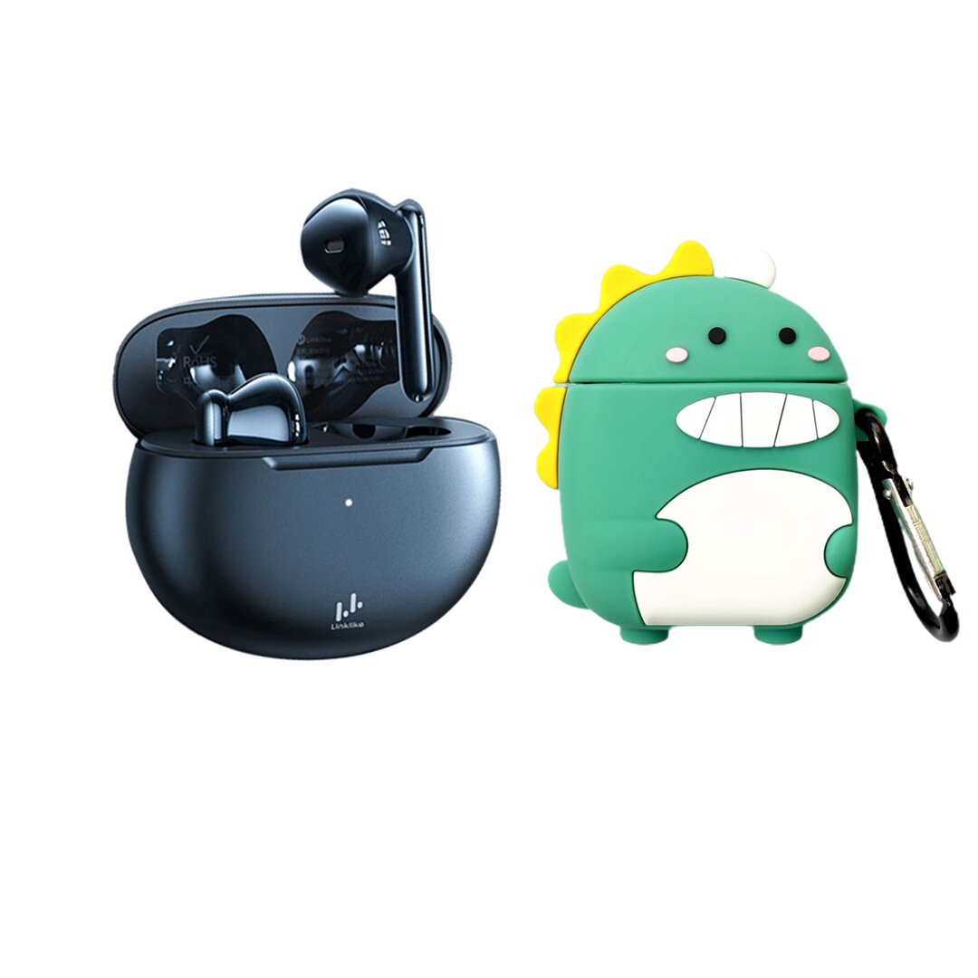 Беспроводные наушники LinkLike upgraded version, obsidian black, с защитным чехлом Fat Dragon