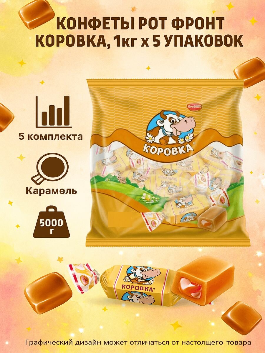 Конфеты Рот Фронт Коровка, 1кг x 5 упаковок