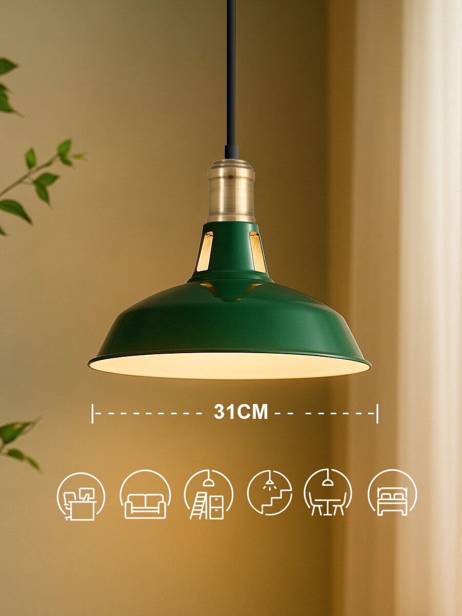 Подвесной светильник зеленый E27 люстра лофт потолочная 310мм