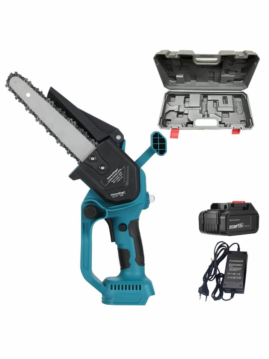 Heimerdinger 18В 8-дюймовая бесщеточная аккумуляторная электрическая цепная пила, 1х4 Ач Li-Ion, в кейсе, LB190