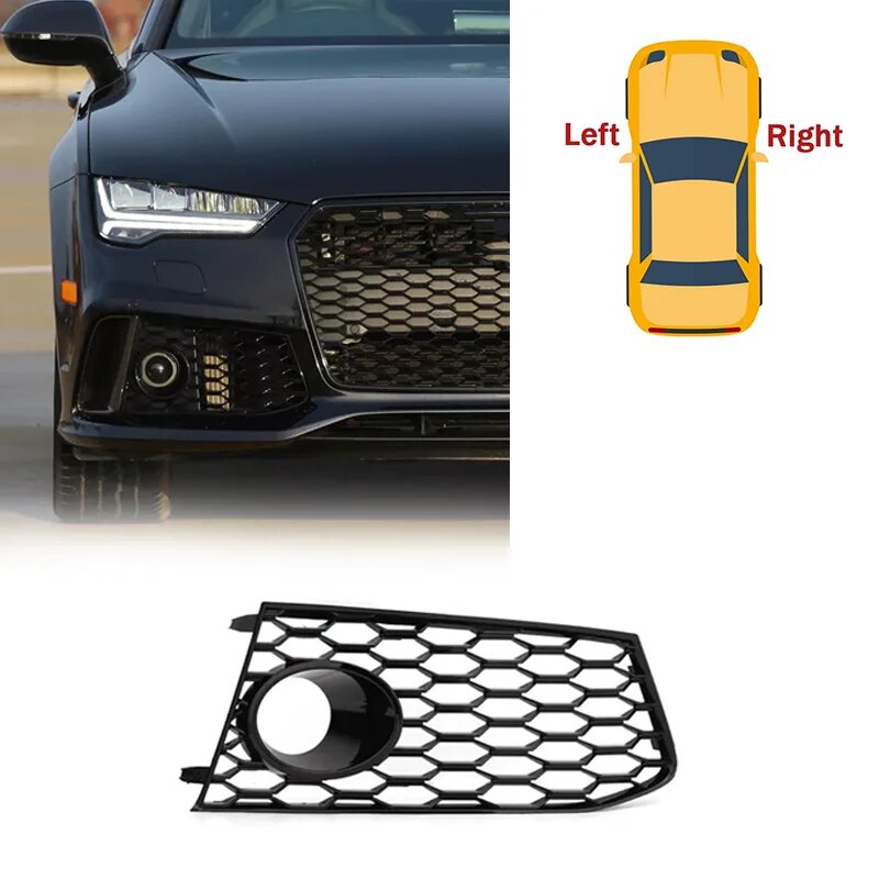 HONEYCOMB глянцевая черная автомобильная противотуманная фара, решетка для Audi A7 2014 2015 2016 2017 2018 S7 RS7, решетка переднего бампера 4G 8807681 Г, справа