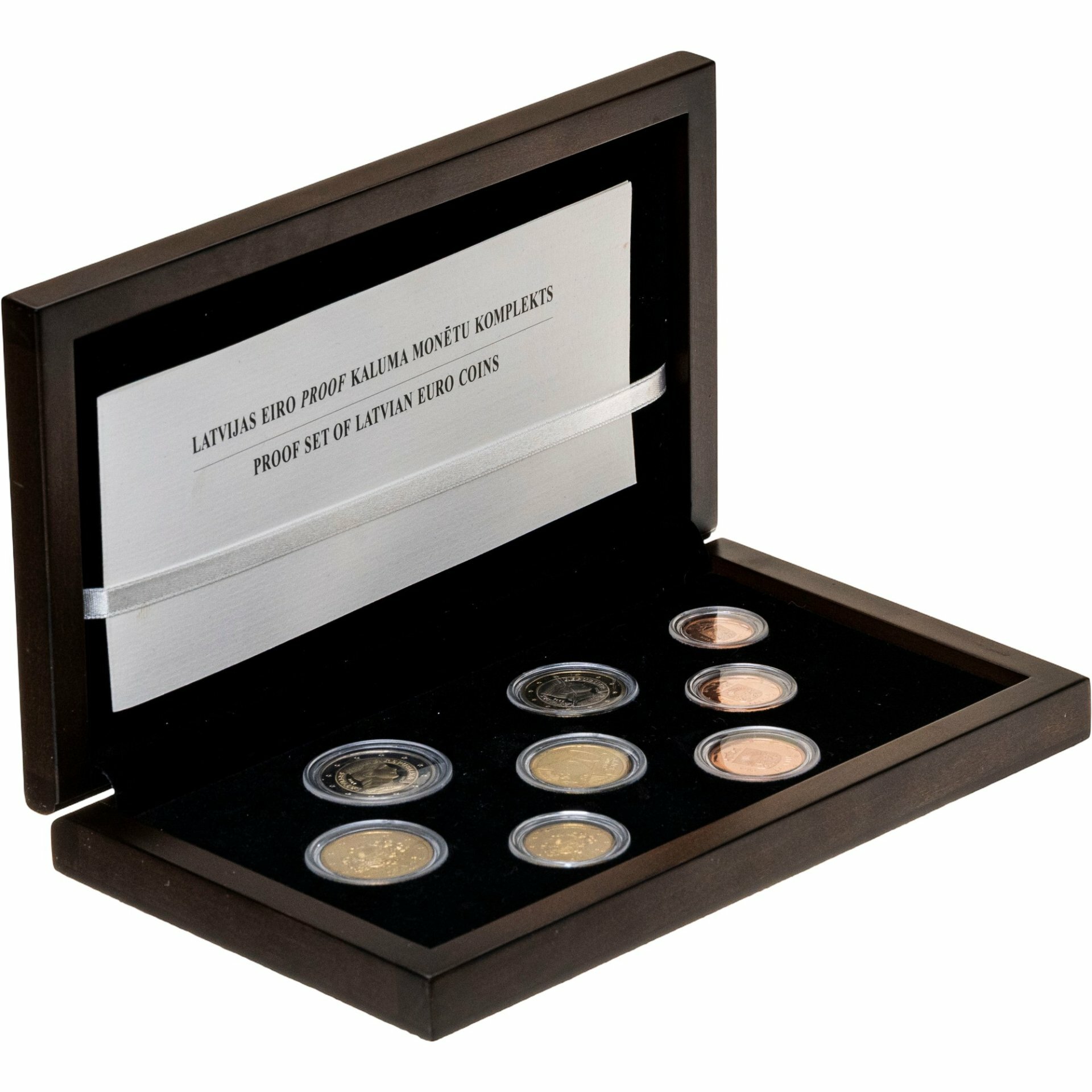 Латвия, годовой набор из 8 монет евро 2014 Proof, в оригинальном футляре с сертификатом