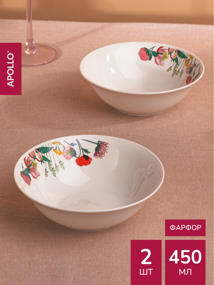 Набор пиал Apollo, объем 450 мл, диаметр 15 см, 2 предмета, фарфор