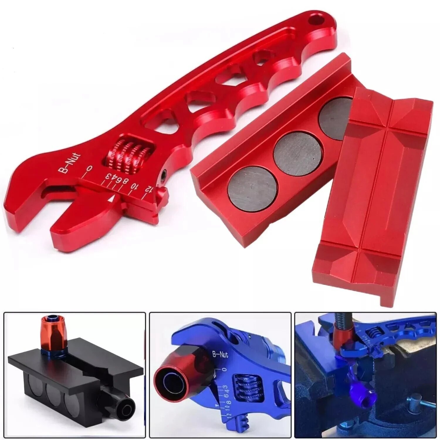 Алюминиевый регулируемый гаечный ключ с заготовкой + вставка с тисками для фитинга конца шланга, черный, синий