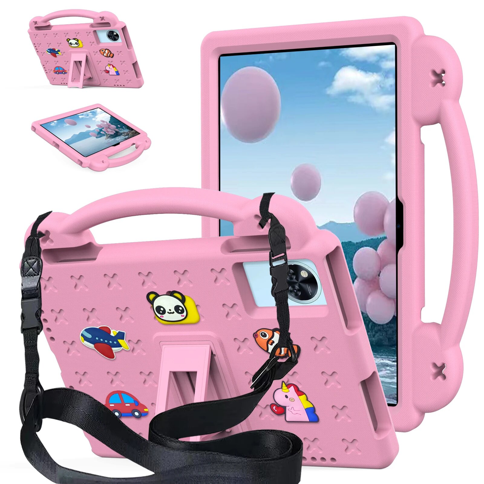 Детский чехол для планшета Lenovo Xiaoxin Pad 11 из ЭВА Xiaoxin Pad 11 2025, Pink-With Strap