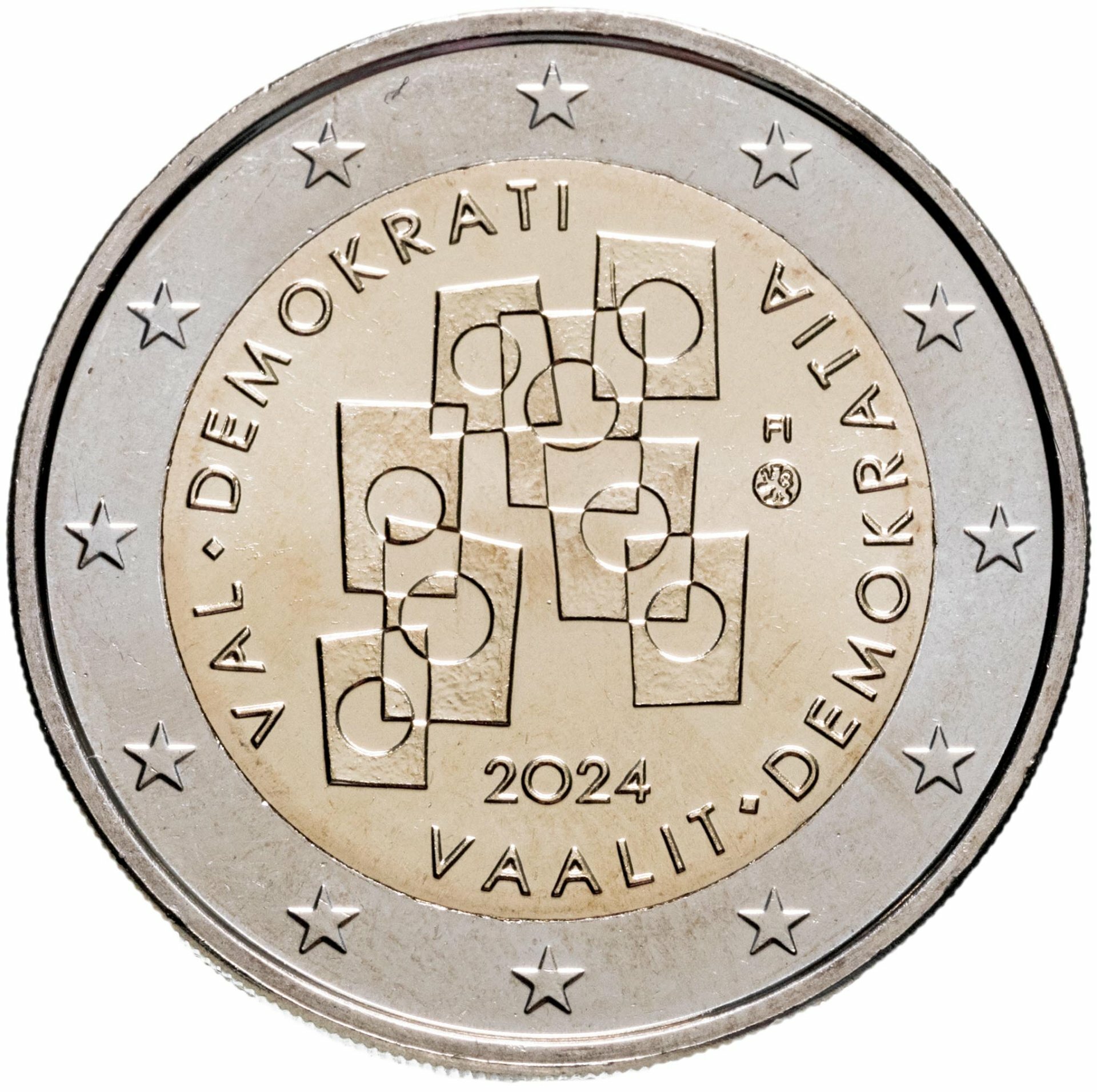 Финляндия 2 евро 2024 "Выборы как основание демократии", Биметалл, в сохранности UNC