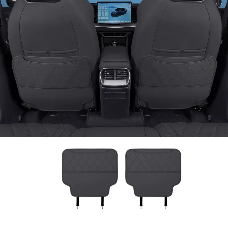 Для BYD Sealion 7 Sea lion 07 EV 2024 2025 Автомобильное переднее сиденье, задняя противоударная доска, накладка на рамку, кожаные аксессуары для интерьера Black 2PCS