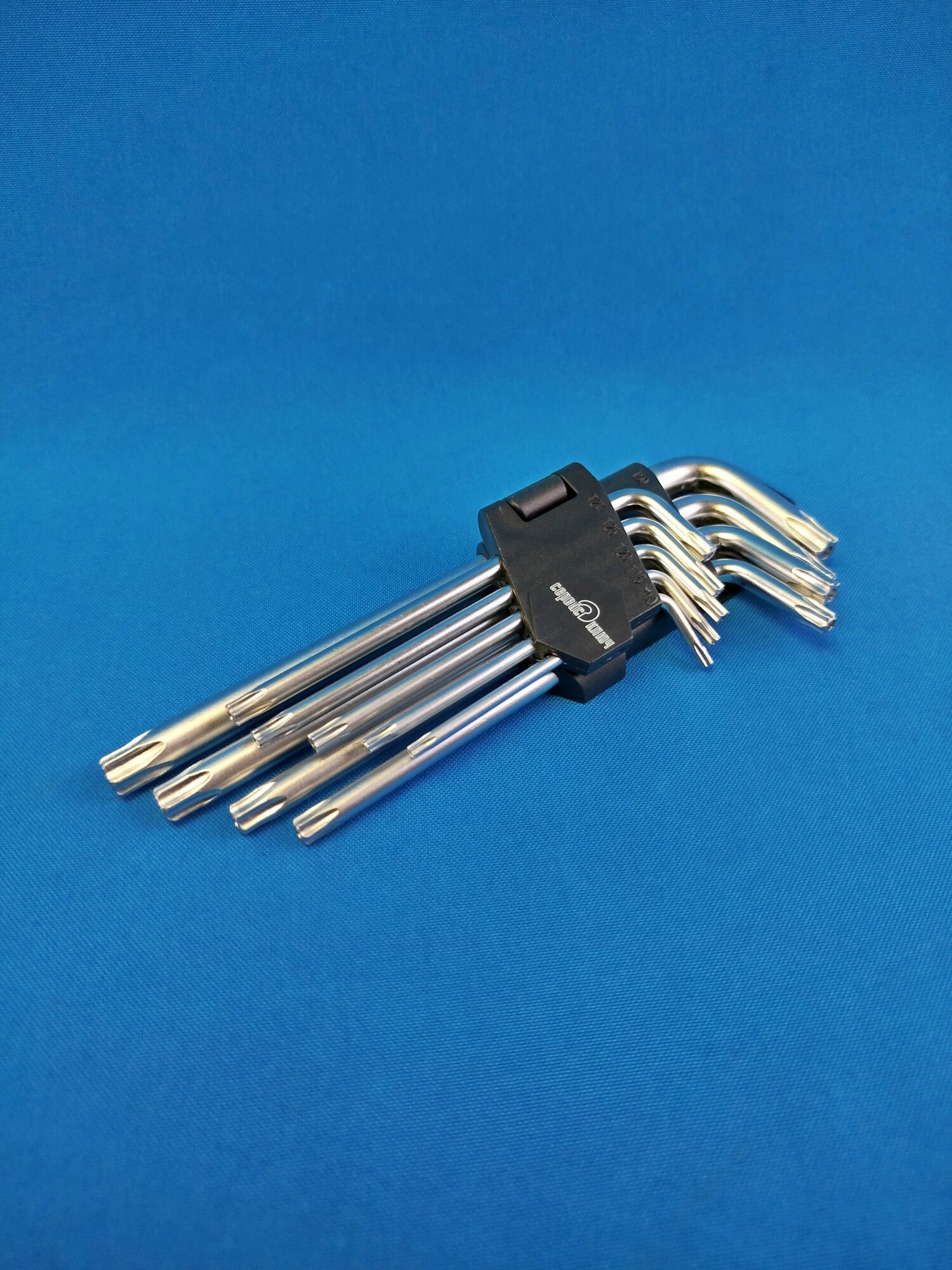 Набор Г-образных звездочек "сервис-ключ" 9 предметов торкс (с отверстием на конце)