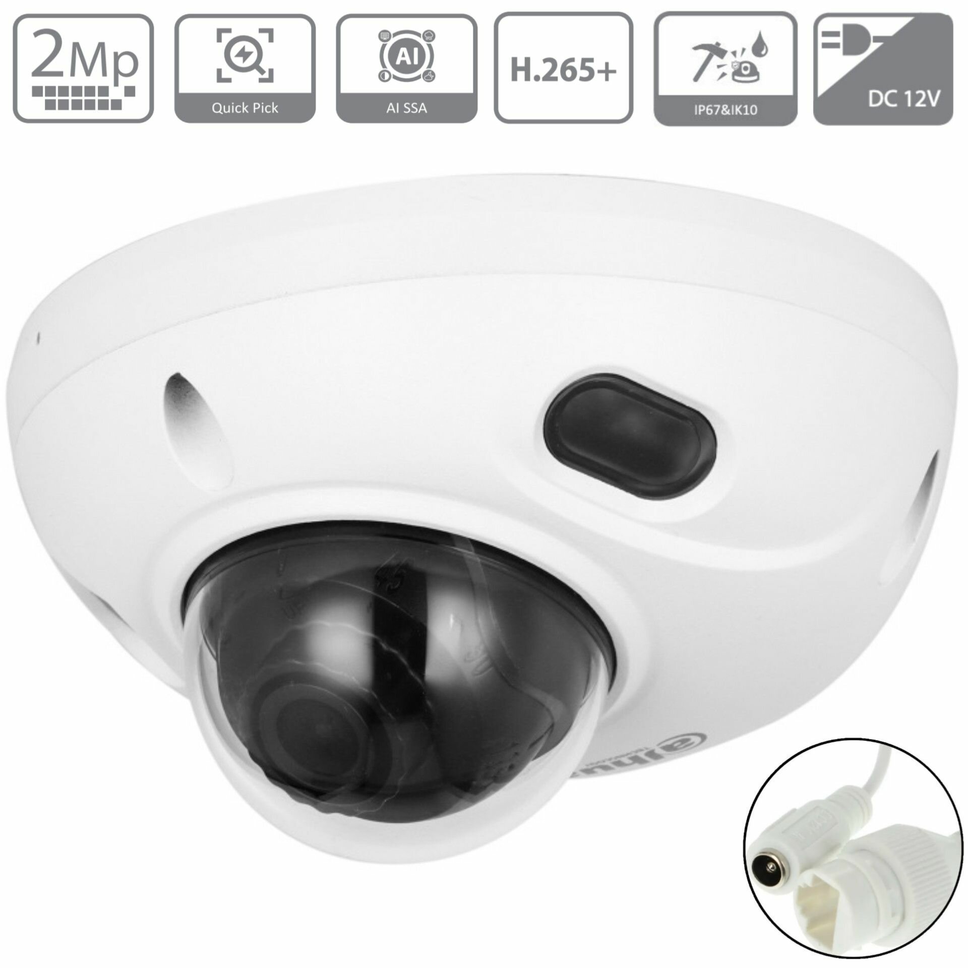 Dahua DH-IPC-HDBW3241FP-AS-0280B-S2 2Мп 2,8 мм камера видеонаблюдения IP внутренняя и уличная, цифровая купольная антивандальная IP видеокамера для улицы и помещений с ИК-подсветкой, 1080P