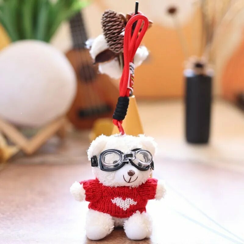 Брелок для сумки плюшевый Медвежонок в свитере, мини-подвеска на ключи, мягкая игрушка-подарок, 11-12 см
