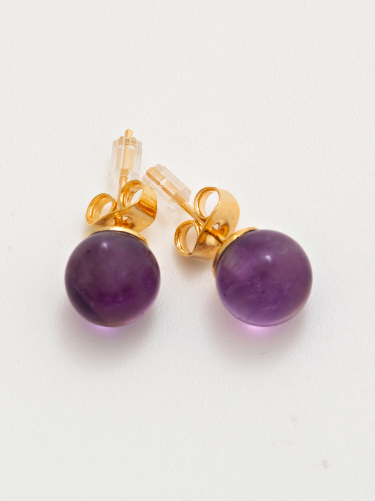 Серьги пусеты, аметист