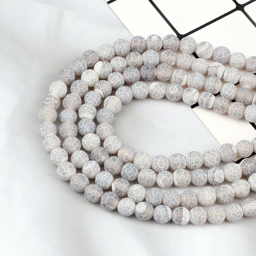 Агат Африканский бусины 8 мм, около 20 шт, серый