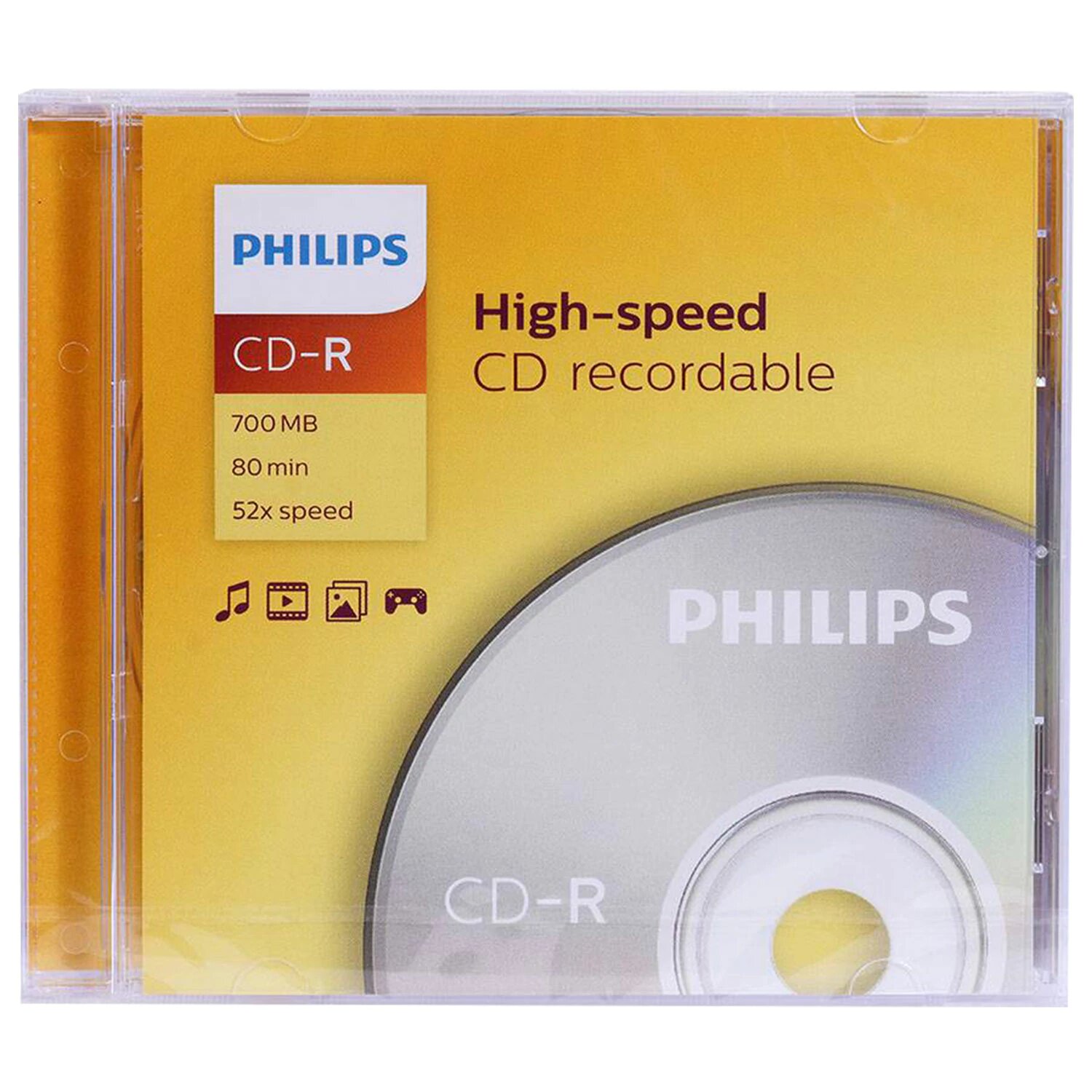 Диск CD-R PHILIPS, 700 Мб, 52x, Slim Case (1 штука), CR7D5SF01/97, 5шт.