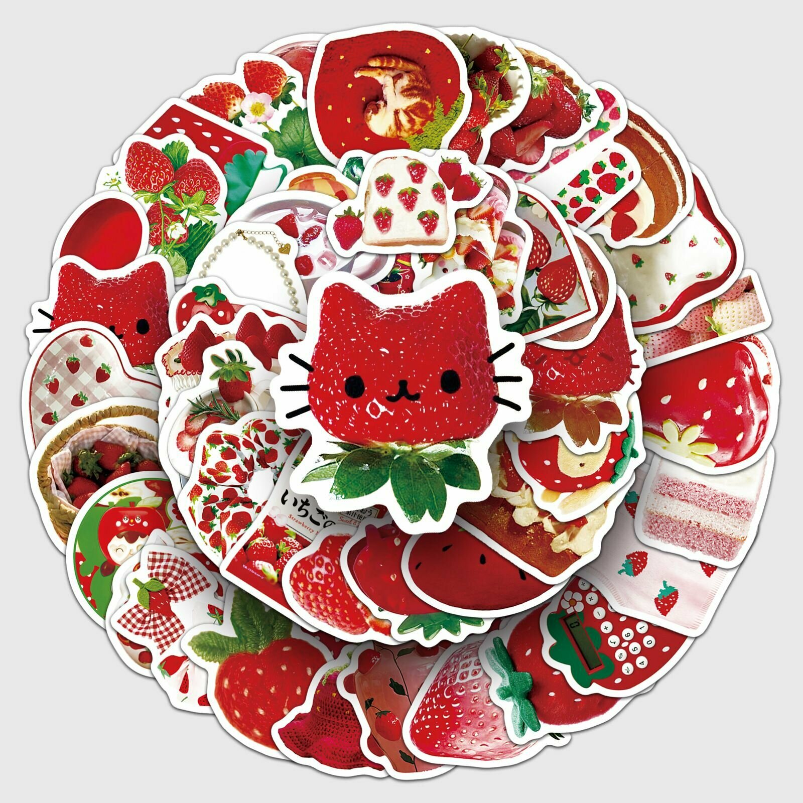 Наклейки Сочная клубничка в стиле крафт