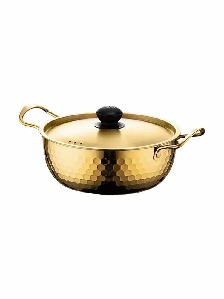 Кастрюля для быстрорастворимых лапши корейского типа из нержавеющей стали золотистого цвета 18cm