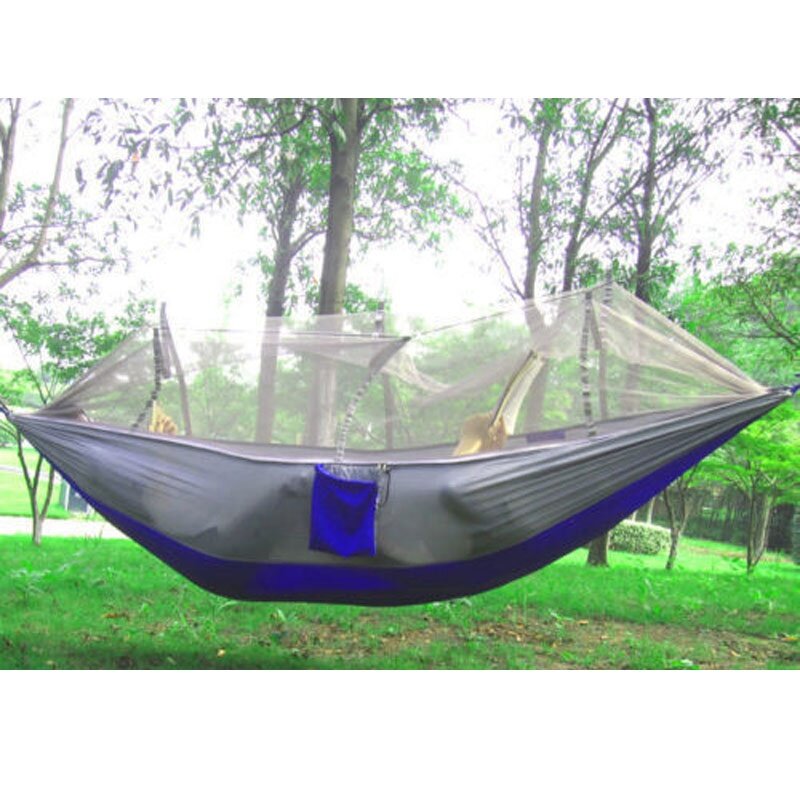 Гамак двуспальный relax с москитной сеткой для путешествий и отдыха royal blue gray