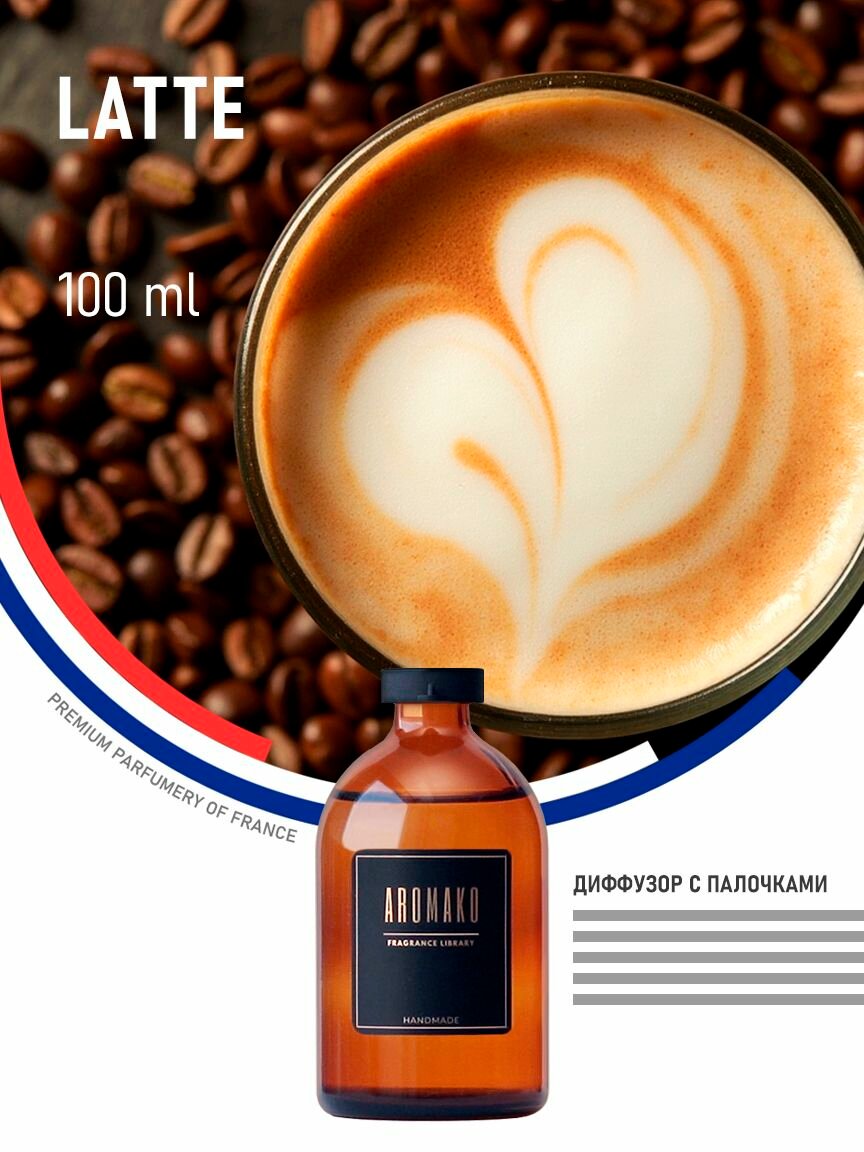 Ароматизатор с палочками, диффузор для дома и офиса латте, 100 ml