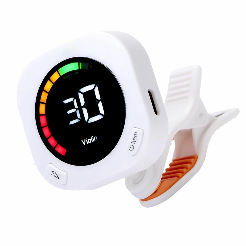 Тюнер для фолк-гитары, цветной экранный тюнер, универсальные аксессуары для музыкальных инструментов-белый-тип батарейки