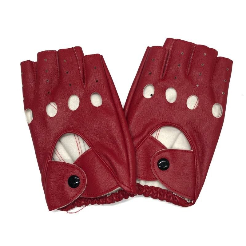 Женские полые сетчатые перчатки без пальцев на полпальца Harajuku punk для фотосъемки выступлений в ночном клубе-красный