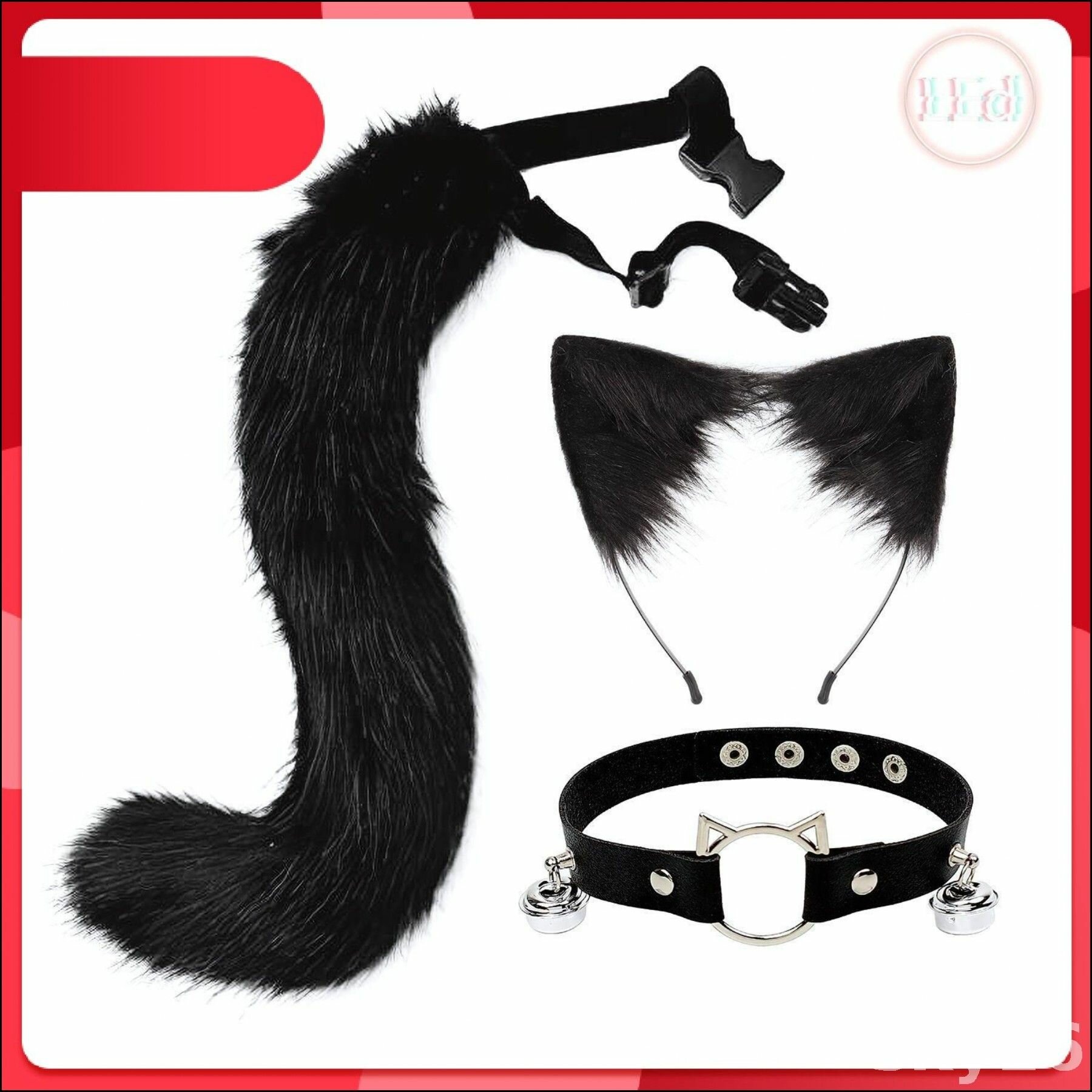 Эксклюзивный аксессуар для косплея и карнавалов, стильные уши и хвост кошки с ожерельем